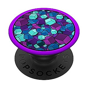 Geometric Cube Shape Blocks Purple Blue Abstract Art Design PopSockets Swappable PopGrip