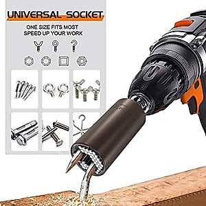Valentines Gift Universal Socket Tools - Super Grip Socket Set with Power Drill Adapter (7-19mm) | Cool Gadgets Birthday Gift Ideas for Dad Papa Father Husband Grandpa Valentines Day Gifts for Her Him