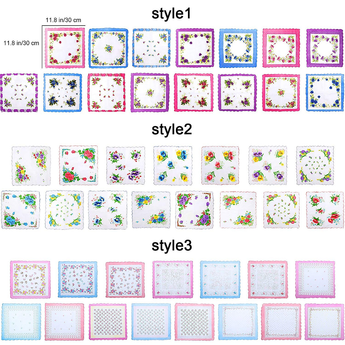 45 Pieces Ladies Hankies Women Floral Handkerchiefs Vintage Handkerchiefs