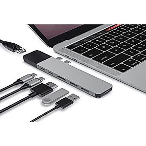 HyperDrive USB C Hub, NET 6-in-2 for MacBook Pro Air, Multi-Port USB-C Dongle w/Gigabit Ethernet, 40Gbps/100W PD, 5Gbps/60W PD, 4K30Hz HDMI