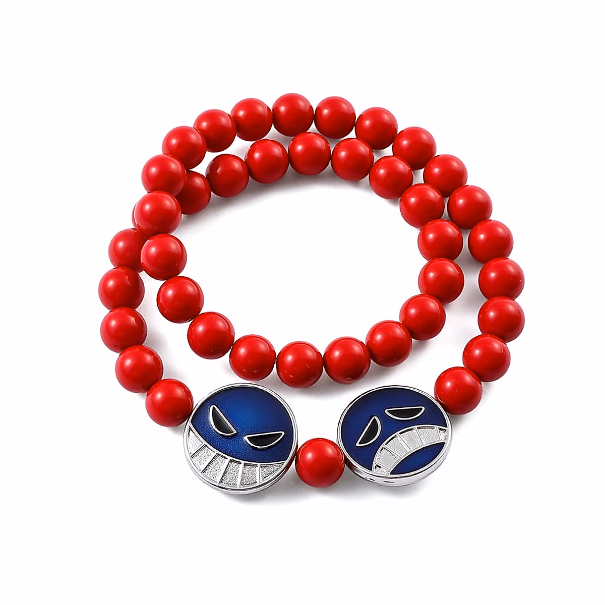 rongji jewelry Portgas D Ace Cosplay Necklace, Unisex Zinc Red Bead Necklace, Anime Fans Accessories Gift