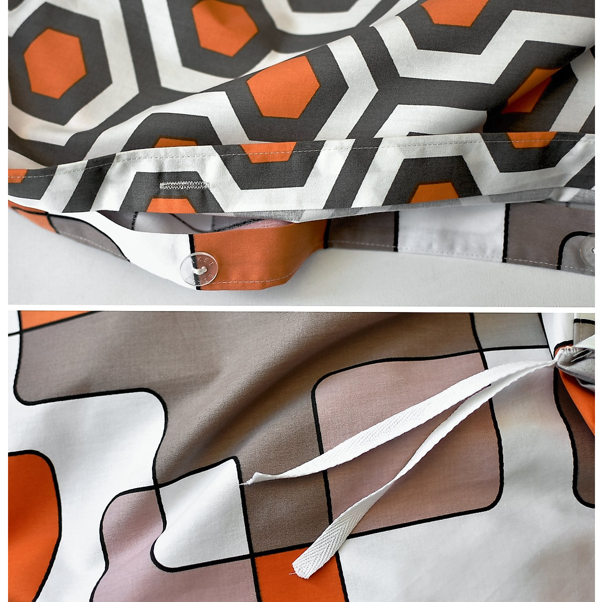 Minimal Style Geometric Shapes Duvet Quilt Cover Scandinavian Midcentury Modern Geo Print 100-percent Cotton Bedding Set Soft Casual Retro Mosaic Orange Blush Taupe King Full Queen or Twin (Twin)