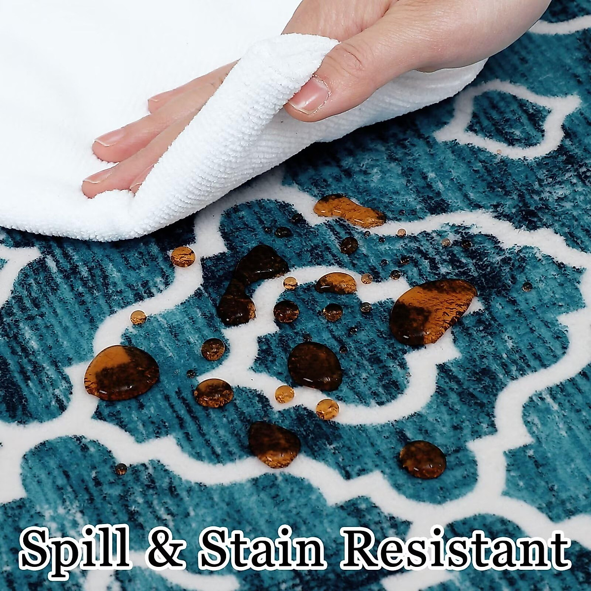 ROYHOME Area Rug 8x10 Living Room Rugs Machine Washable Rug Moroccan Rug Geometric Neutral Floor Carpet Soft Low Pile Stain Resistant Large Rug for Bedroom Under Dining Table Home Office