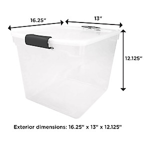 Homz 31 Quart Secured Seal Latch Extra Large Single Clear Stackable Storage Container Tote with Grey Handles for Home, Garage, or Basement (8 Pack)
