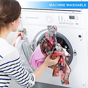 Oudduo Floral Washable Bag for Grocery 6 Pack Foldable Grocery Bag Polyester Shopping Tote Heavy Duty Durable