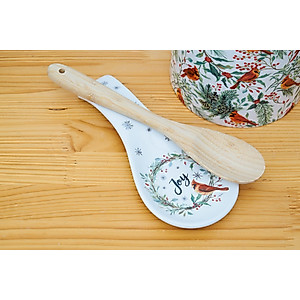 C&F Home Joy Cardinal Wreath Spoon Rest White