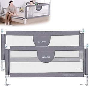 MBQMBSS 2 Pack Toddler Bed Rail Guards for King and Queen Size Beds, Stable Protective Side Railing for Kids Children