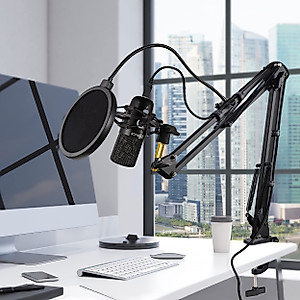 FDUCE USB Streaming Microphone Kit, Professional 192Khz/24bit Studio Mic with Arm Stand Advanced Chipset, PcMicrophone for Singing, Gaming, Podcast, Zoom, Online-Teaching, YouTube, X9