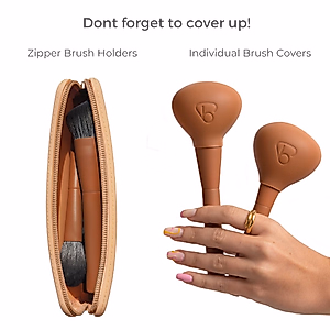 Makeup Brush Set- brush bubble full set makeup brushes for liquid foundation, powders, creams and shadows. 11 Piece Vegan, Silver-infused, soft luxury