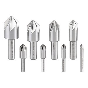 Accusize Industrial Tools 90 Degree 6 Flute H.S.S. Machine Countersink, 8 Pcs, 0206-2016