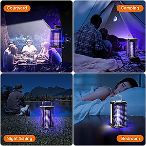 Solar Bug Zapper for Outdoor Indoor, Cordless & Rechargeable Mosquito Zapper with Reading Lamp, 4200V High Powered Mosquito Killer Insect Fly Trap 4000mAh Battery for Home, Patio, Camping