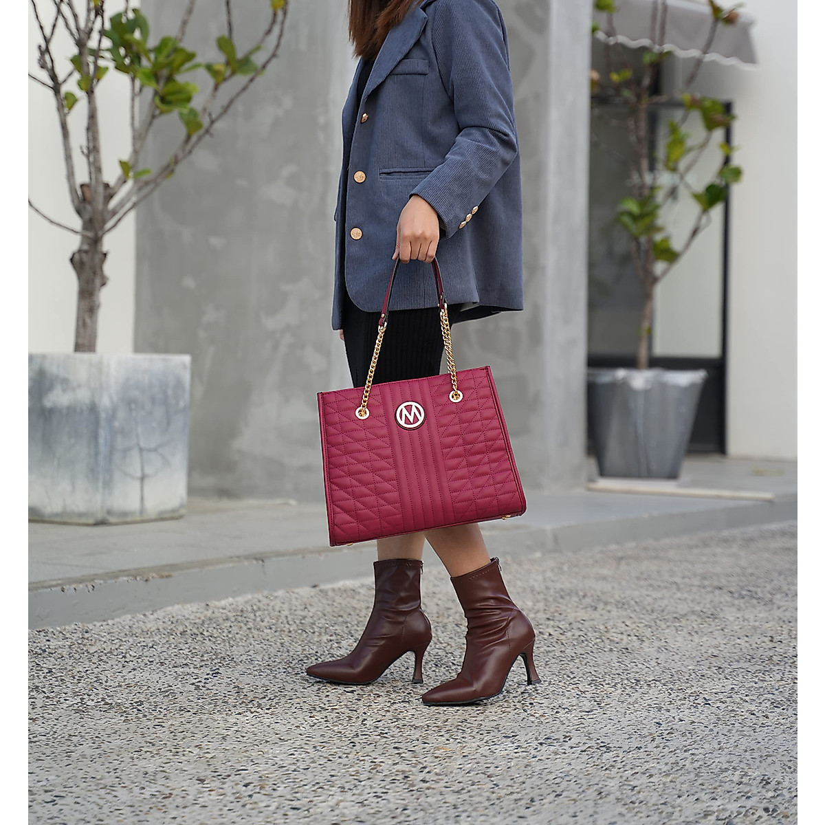 MKF Collection Shoulder Bag for Women, Vegan Leather Fashion Tote Handbag Messenger Purse