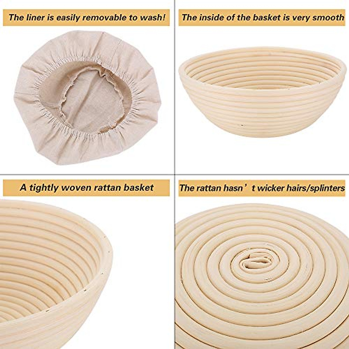 10Inch Round Proofing Baskets | Handmade Banneton Proofing Baskets | Durability Smooth Proofing Baskets | Round Zero Splintering Proofing Baskets | Sourdough Proofing Bowl for Homemade Dough Bread