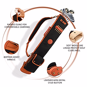 Tourbn TOURBON Retro Canvas Sunday Golf Bag Club Carrier Travel Driving Range Bags Lightweight, Black