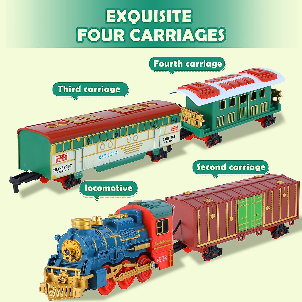 Electric Train Set Toys - Rechargeable Toy Train for Kids with Sprays, Sounds, Lights, Tracks, Train Cars, and Silent Mode - Toddlers Model Birthday Gifts and Train Set for 3 4 5 6 7 8+ Year Old Kids