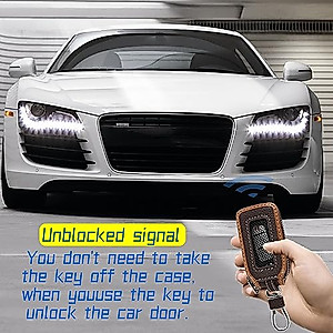 KUPAO Universal Car Key Fob Case,Genuine Leather Key Fob Cover Holder,Remote control smart key Car KeyChain Case Holder (Brown and Red)