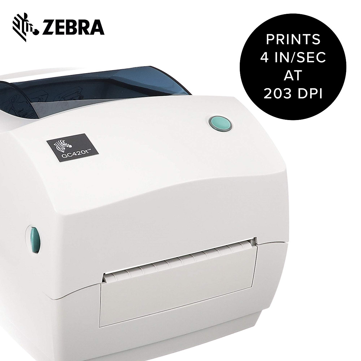 ZEBRA GC420t Thermal Transfer Desktop Printer Print Width of 4 in USB Serial and Parallel Port Connectivity GC420-100510-000