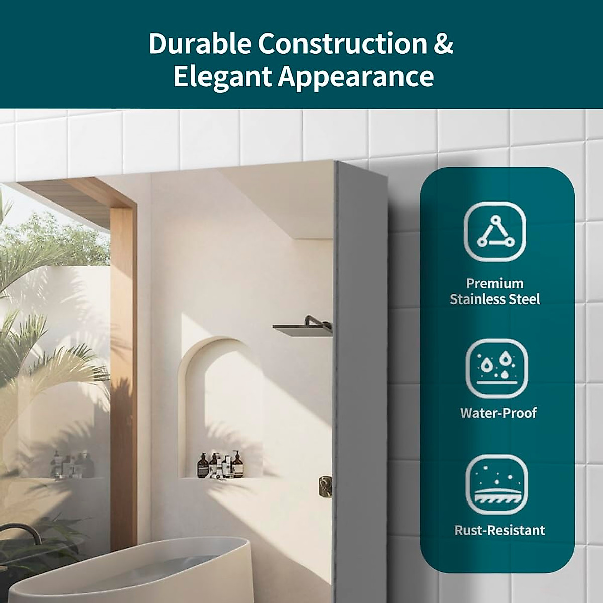 Movo Medicine Cabinet Mirror,18 inch x 24 inch Frameless Mirror Medicine Cabinets for Bathroom,Surface Mount Bathroom Medicine Cabinet with Mirror