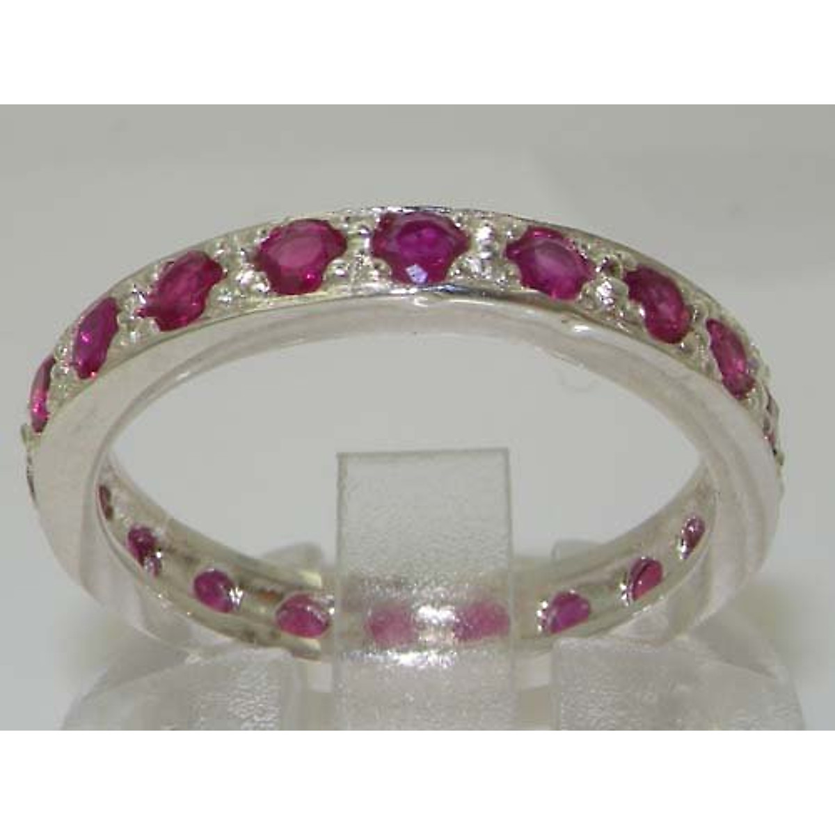 LetsBuyGold 925 Sterling Silver Real Genuine Ruby Womens Promise Ring - Size 9