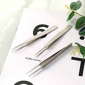 3 Pieces Ingrown Hair Tweezers Stainless Steel Splinter Tweezers Pointed Blackhead Remover Precision Eyebrow Tweezers for Facial Hair, Ingrown Hair, Splinter and Blackhead Remover (Silver)