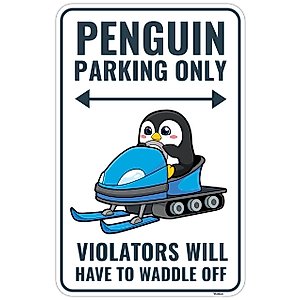 Venicor Penguin Sign Decor - 9 x 14 Inches - Aluminum - Cute Penguin Gifts for Women Kids - Penguin Party Decorations Keychain Figurines Toys Stuff