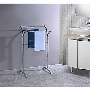 King's Brand Furniture-3 Tier Metal Freestanding Bathroom Towel Rack Stand Organizer, Chrome