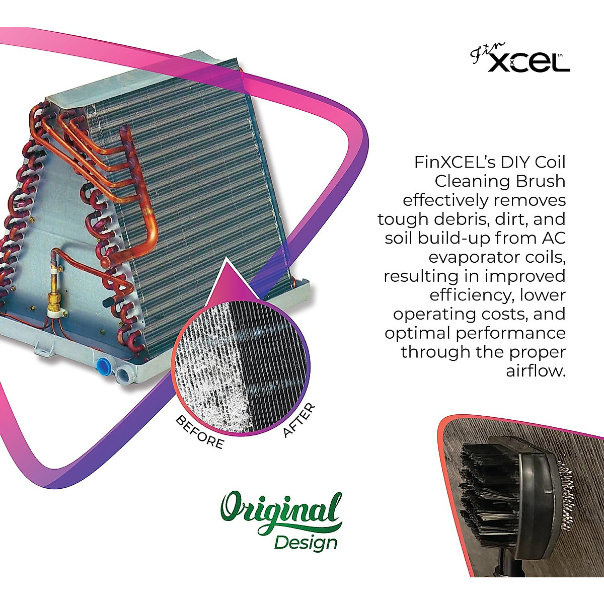 Next Generation Air Conditioner Evaporator Coil Fin Cleaning Brush V2 (Double-Sided) - By XCEL