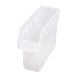 Quantum QSB801CL Store-MAX Shelf Bin, 11-5/8" Length x 4-1/8" Width x 8" Height, Clear, Pack of 36