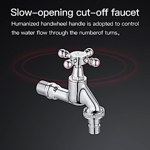 SUBMARINE Silver Brass Outdoor Faucet, G1/2 Inch Wall-Mounted Faucet, Antifreeze, Crack-Proof, Rust-Free, Used for Bathroom Mop Sink, Balcony, Garden, Connecting Washing Machine Water Inlet Hose