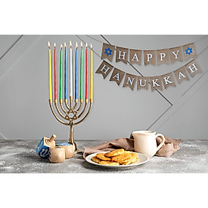 Happy Hanukkah Banner Chanukah Decorations - Judaica Burlap Party Garland Bunting - Ready to Hang Hanukkah Garland - Festive Decor Photo Prop Backdrop by Jolly Jon