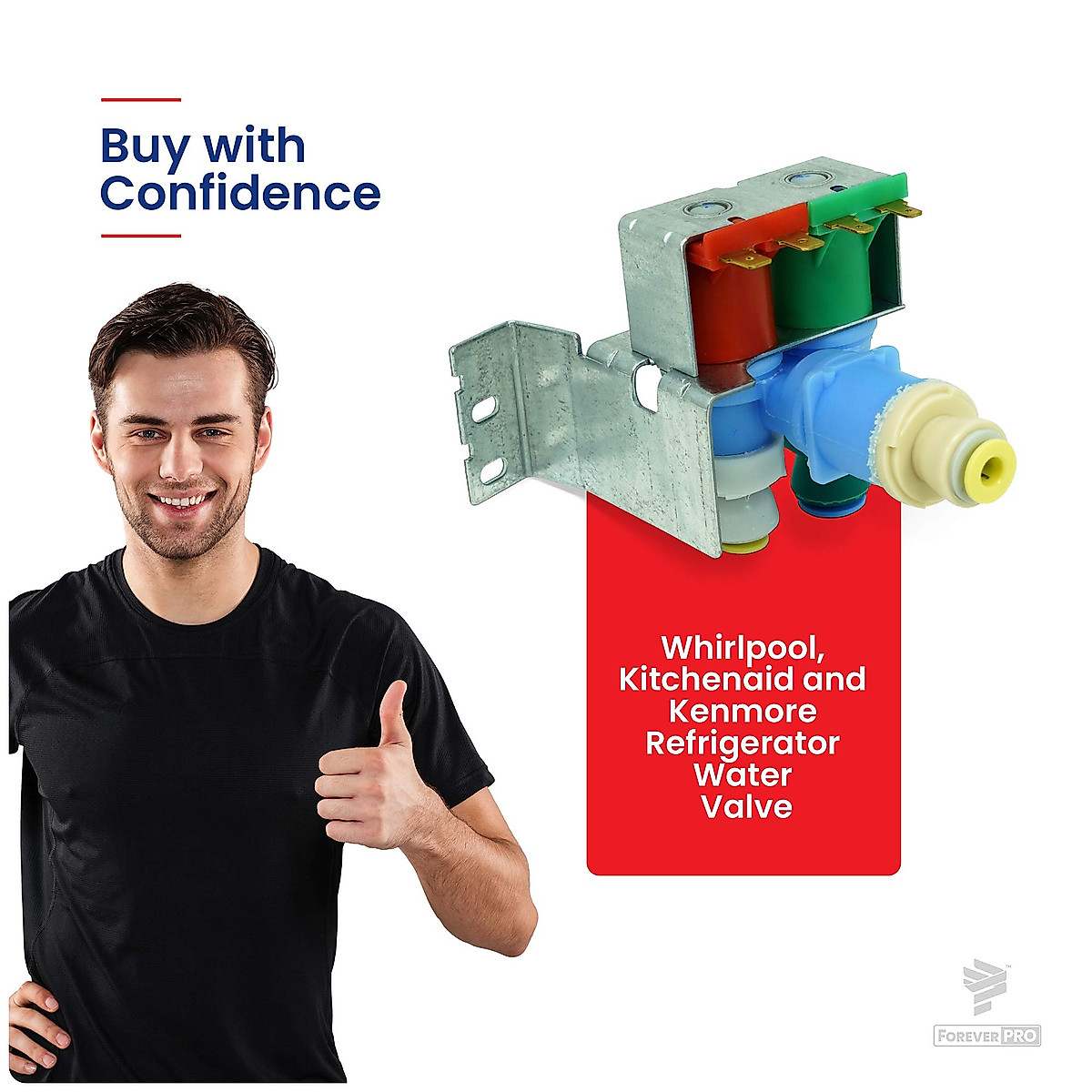 ForeverPRO W10408179 Water Inlet Valve for Whirlpool Refrigerator 4389177 2304757 1938614 2186486