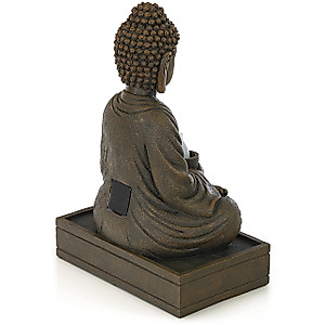 VP Home Tranquil Pagoda & Glowing Serenity Meditative Buddha Solar Powered Flickering LED Outdoor Decor Garden Light