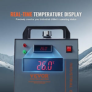 Industrial Water Chiller, CW-3000(PRO), Air-Cooled Industrial Thermolysis Type Water Chiller with 12L Water Tank Capacity 18 L/min Max Flow Rate, for 40W-80W CO2 Laser Engraving & Cutting Machines