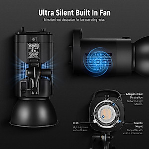 NEEWER Upgraded CB60 70W LED Video Light, 5600K Daylight COB Continuous Output Lighting with Bowens Mount/2.4G Remote CRI/TLCI97+ 9000Lux/1m for Studio/Outdoor Photography Videos Recording (Black)