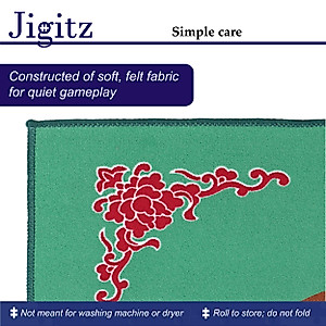 Jigitz Green Game Mat with Case - Classic Chinese Mahjong Table Mat - 30.8 x 30.8in Felt Table Cover Mahjong Mat