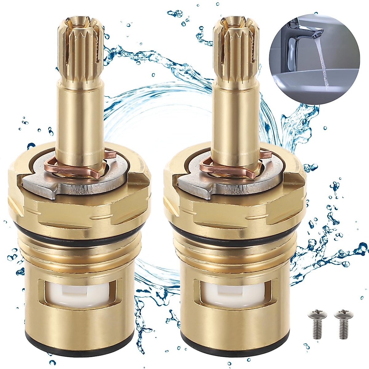 2 Pcs Replacement Faucet Cartridges, Compatible with American Standard 994053-0070a or 994053-0070a/H, Hot & Cold Water Brass Bathtub Faucet Stems, Bathroom Valve Cartridges