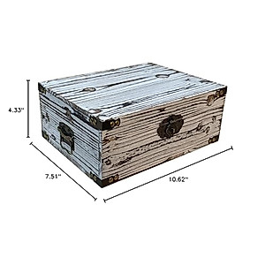 Wooden box, handicraft storage box, suitable for art hobby and family storage, handmade wooden box, commemorative gift jewelry box, collection box (10.62 * 7.51 * 4.33inch, Retro grey)
