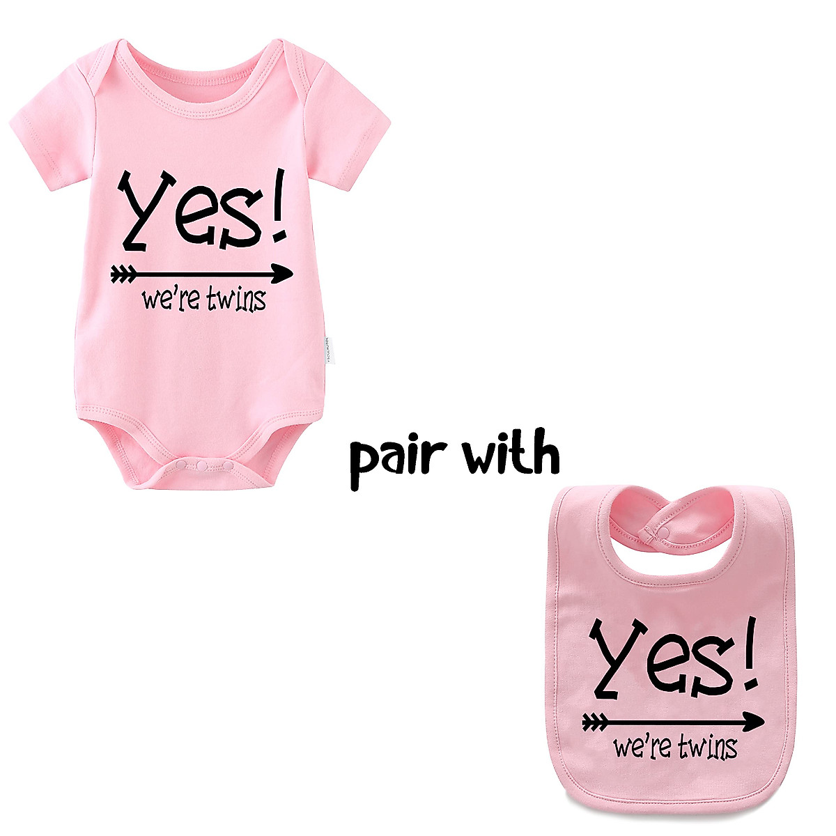 YSCULBUTOL Baby Twins Bodysuits Yes We are Twins No We are Identical Twins Bodysuit Boys Twins Clothes Baby Girls Set（pb 4-6m）