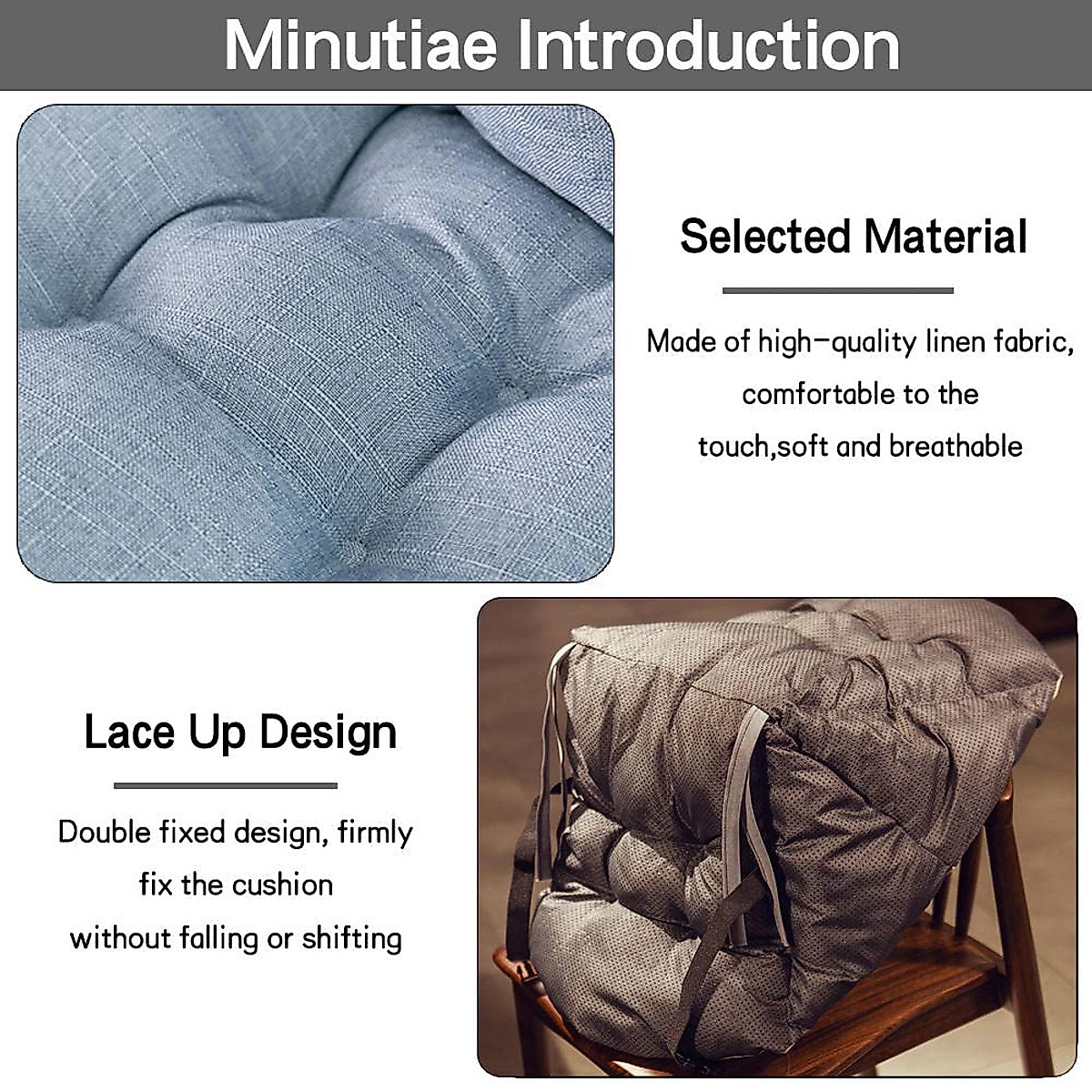 RUNLAIKEJI One-Piece Office Chair Cushion,Thickened and Soft Chair Cushion,Non Slip seat Cushion,Desk Chair Cushion with tie,Office Chair Cushions for Back,Suitable for Home and Office use