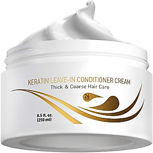 Vitamins Leave in Conditioner Cream - Indulgent Anti Frizz Conditioning for Curly Hair - Curl Defining Styling Detangler for Thick Coarse Natural Dry Damaged Hair (Keratin)