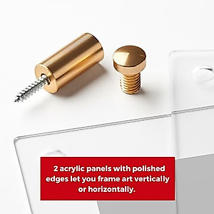 COOL MODERN FRAMES 16x20" Clear Double Panel Floating Acrylic Picture Frame Display with Gold Hardware for Displaying Art and Photos on Wall