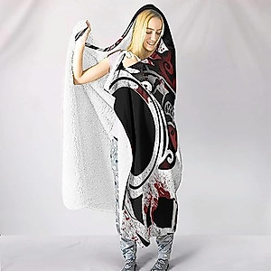 Viking 3D Printed Hooded Blanket Keep Warm And Soft Fenrir Wolf Viking Dragon Unisex Winter Wearable Hooded Blanket Double Thick Plush Wool Blanket Cape (Color : Blanket, Size : 50x60in/130x150cm)