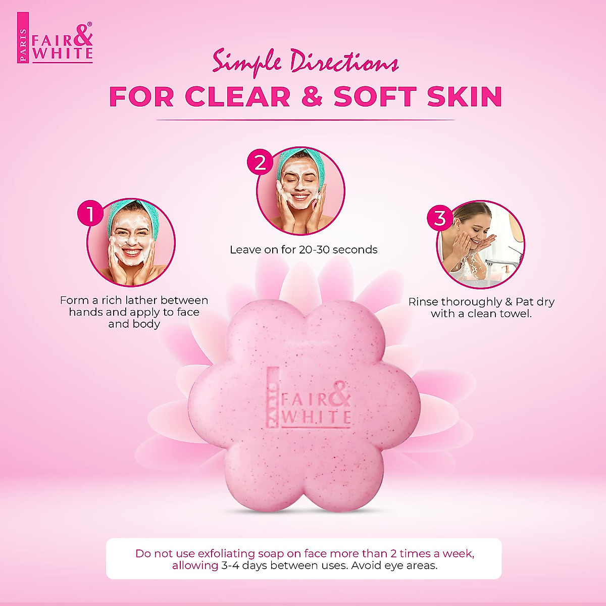 Fair & White So White Skin Brightening Soap - 200g / 7 oz - Exfoliating Soap, Helps to Reduce Blemishes on: Body, Knees, Underarms, Armpit