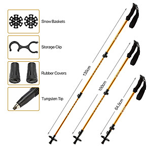 HRKING Lightweight Terrain Showshoes Set for Women Men and Kids, with Trekking Poles and Carrying Tote Bag, 14"/ 21"/ 25"/ 30",Gold/Pink Red/Blue