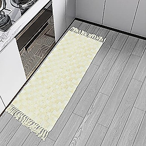 Zeeinx Boho Bathroom Rugs 2'x3' Cotton Hand Woven Area Rug with Tassels Cute Checkerboard Tufted Rug Farmhouse Throw Rug for Laundry Bedroom Living Room Entryway