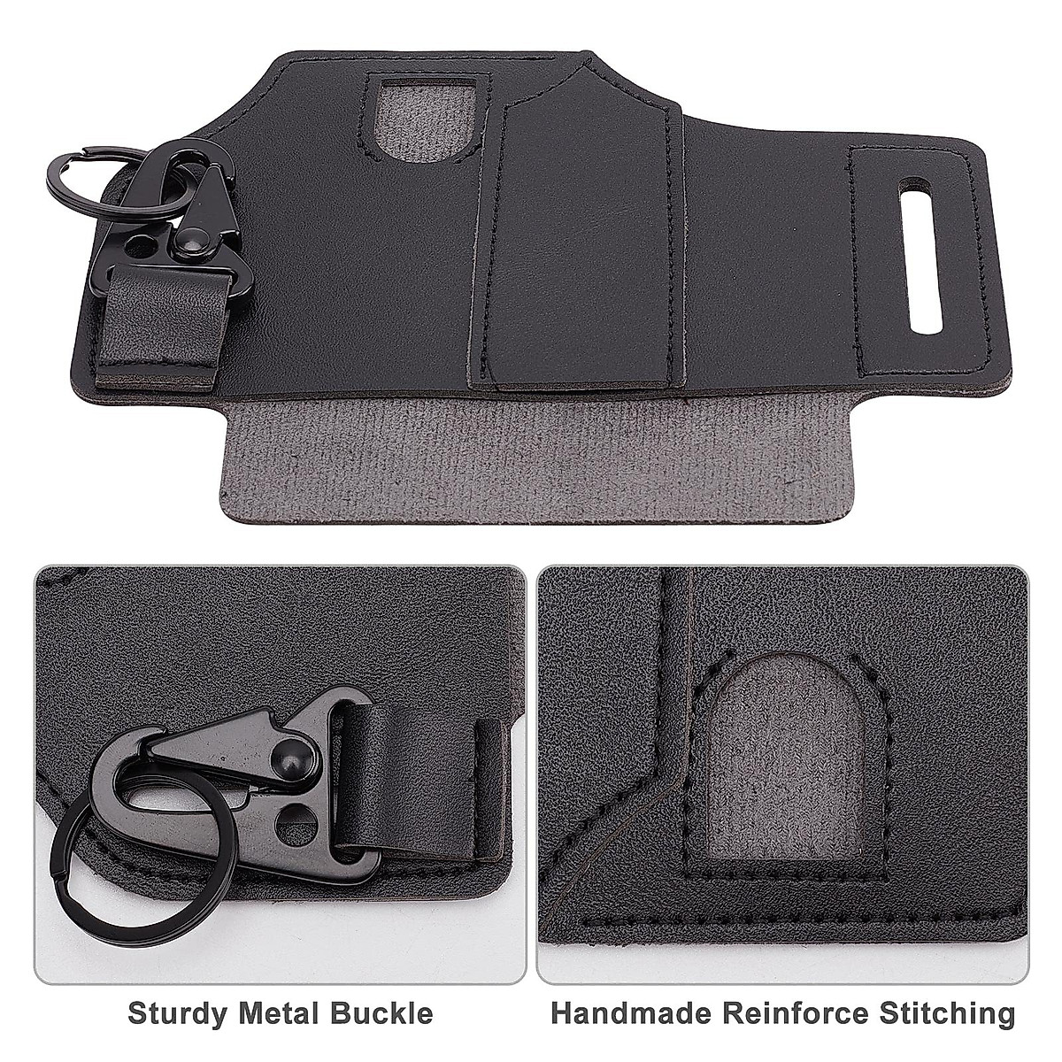 GORGECRAFT Multitool Sheath for Belt EDC Leather Belt Pocket Organizer Holster Flashlight Leatherman Sheath Pen Pouch Holder Keychain Clip Practical Belt for Men Key Fob Clip（Brown