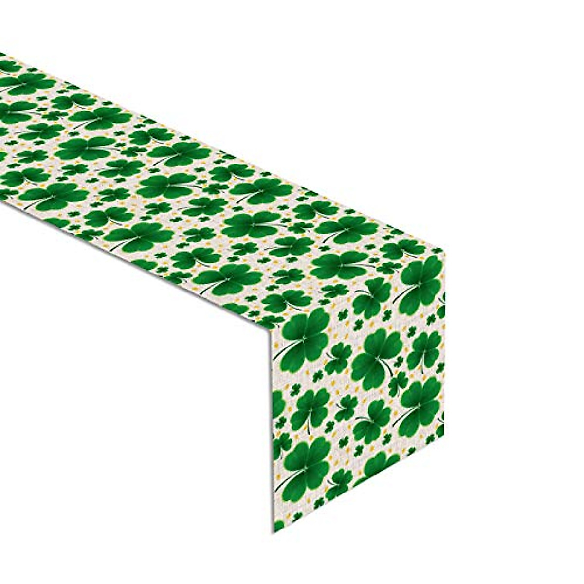 Linen St. Patrick's Day Table Runner Rustic Green Shamrock Lucky Home Dinning Room Decoration