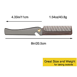 Stainless Steel Folding Comb, Pocket Comb for Men and Women, Black
