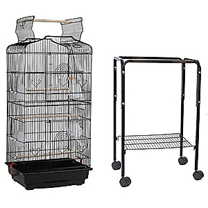 Canary Parakeet Cockatiel LoveBird Finch Bird Cage With Stand --18"x14"x60"Black