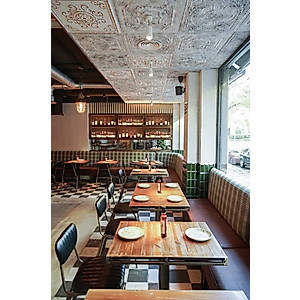 PAINTSDECOR Faux Tin Painting Panel Embellished Ceiling Tiles for Cafe Club Salon Hotel Store Bar 2'x2' PL04 Distress Crack White Black